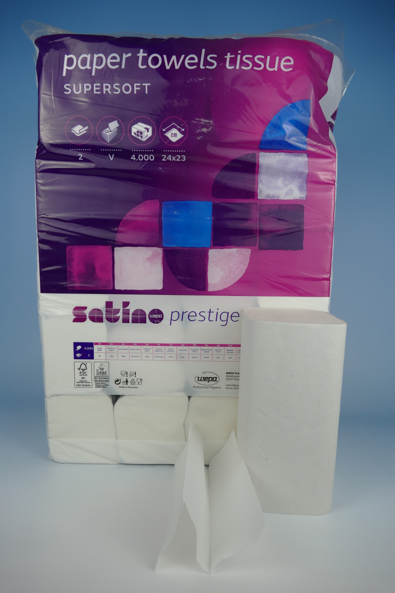 Santino "prestige" Handtuchpapier 24x23 cm,V-Falz, 2-lagig, Zellstoff